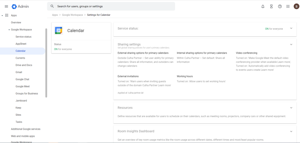 Google Workspace Integration with Meeting Room Schedule App