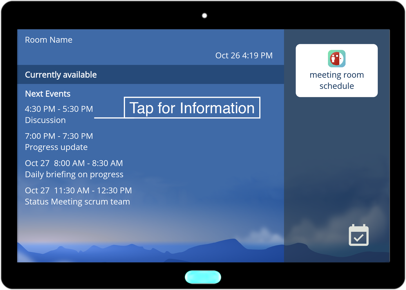 Features & Benefits > Meeting Room Schedule Display App