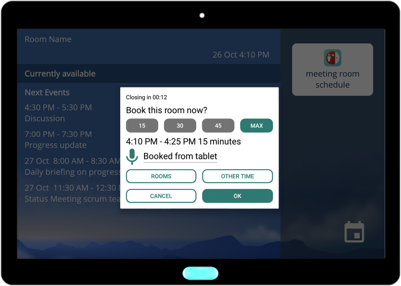Features & Benefits > Meeting Room Schedule Display App