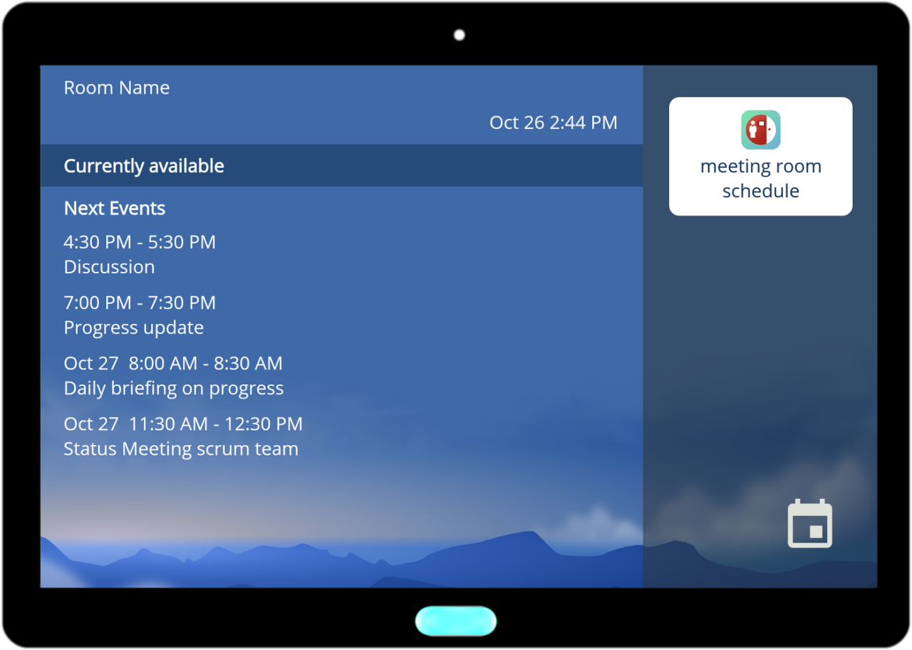 Features & Benefits > Meeting Room Schedule Display App