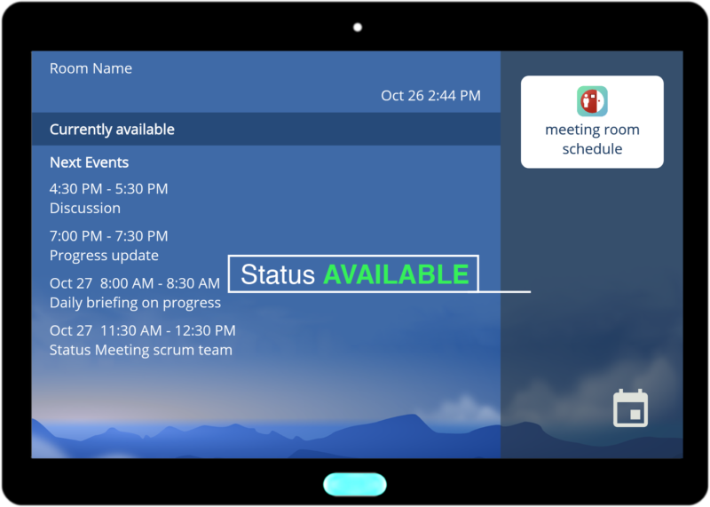 Features & Benefits > Meeting Room Schedule Display App