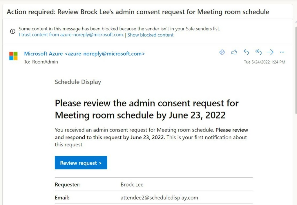 Admin approval is required to give consent to the app » Meeting Room ...